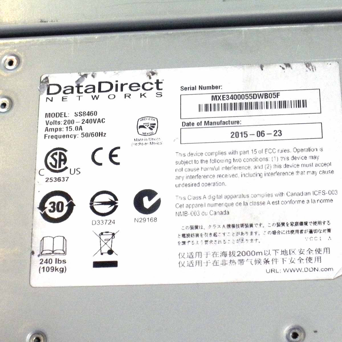 DataDirect Networks DDN Storage Scaler 8460 SS8460 - No Trays