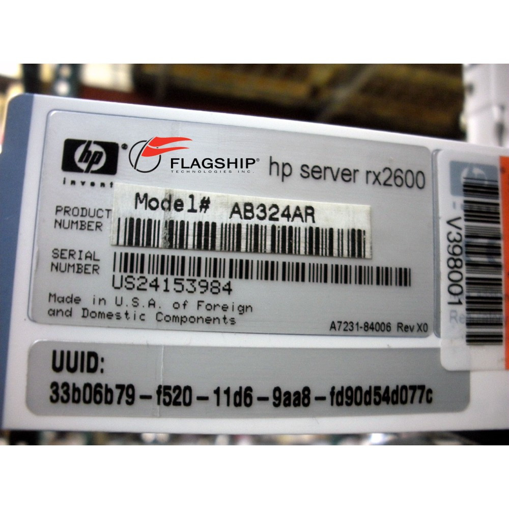 HP AB324A INTEGRITY RX2600 1.4GHZ ITANIUM2 SERVER | Flagship Tech
