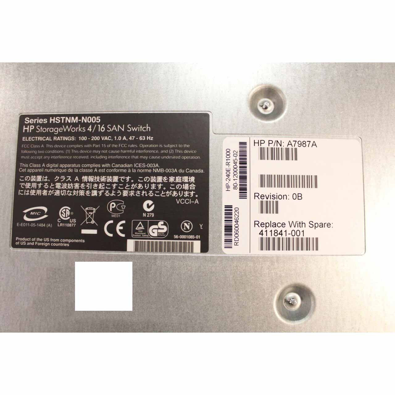 HP A7987A StorageWorks 4/16 SAN Switch with Power Pack