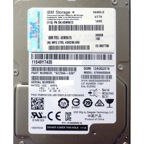 IBM 45W9615 300GB 15K RPM SAS 2.5in Hard Drive via Flagship Tech