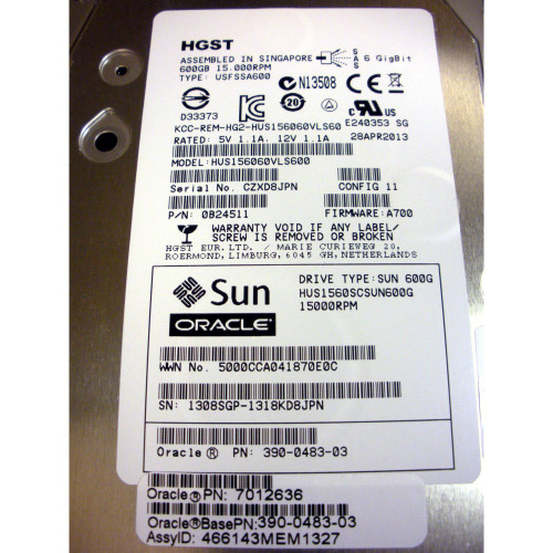 Sun 7100415 7012636 600GB 15K SAS Hard Drive for XTA2540