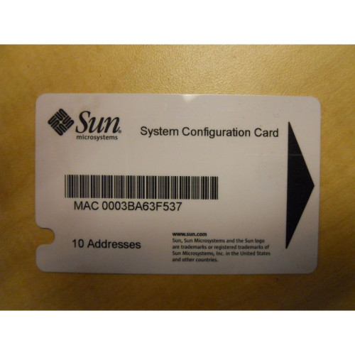Sun 370-5155 System Configuration Card for Netra 1280 (N40), Netra 20 ...