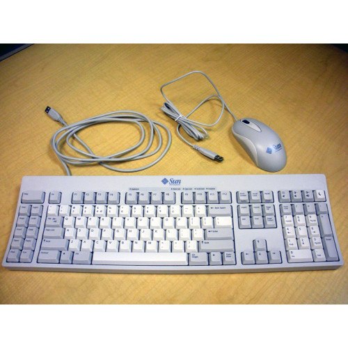 Sun X3731A Type-7 USB PC Keyboard 320-1366 & USB 3-Button Optical Mouse ...