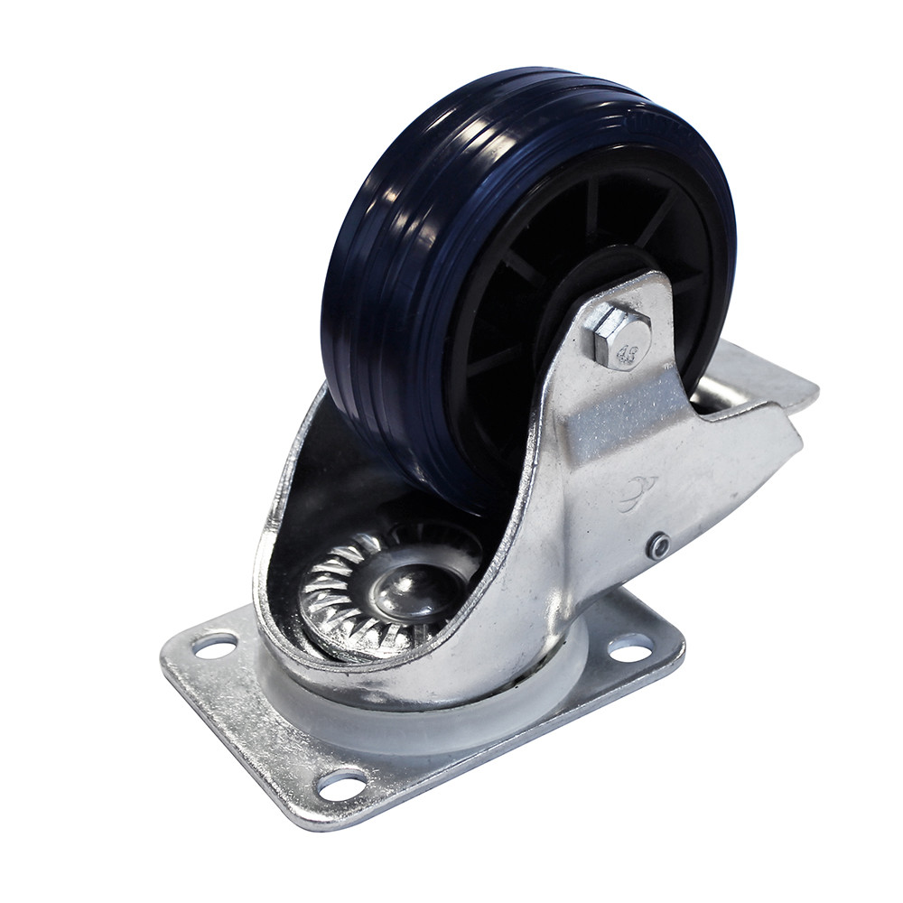 OBR100/LPTB - 4" SOFT WHEEL CASTER WITH BRAKE - DIY Road Cases Store