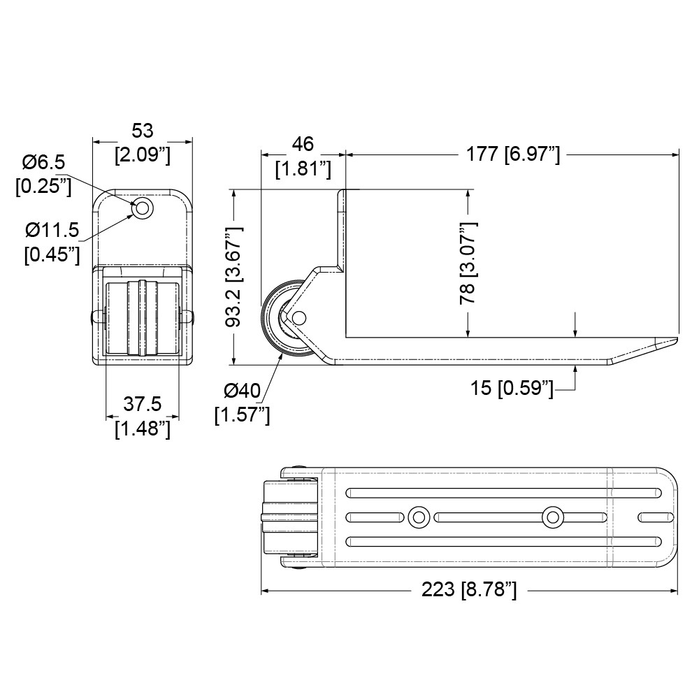 A5251 - EDGE CASTER WITH SKID RUNNER - black - DIY Road Cases Store