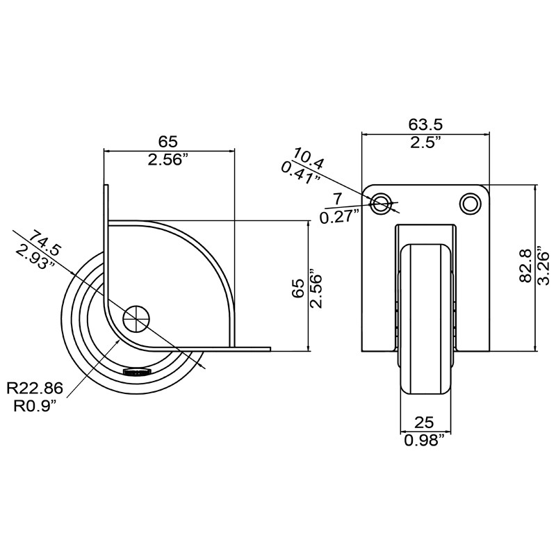 A5251 - EDGE CASTER WITH SKID RUNNER - black - DIY Road Cases Store