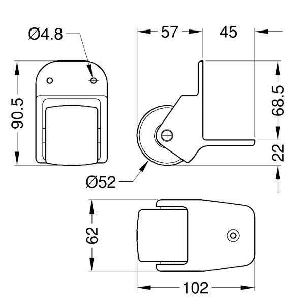 A5251 - EDGE CASTER WITH SKID RUNNER - black - DIY Road Cases Store