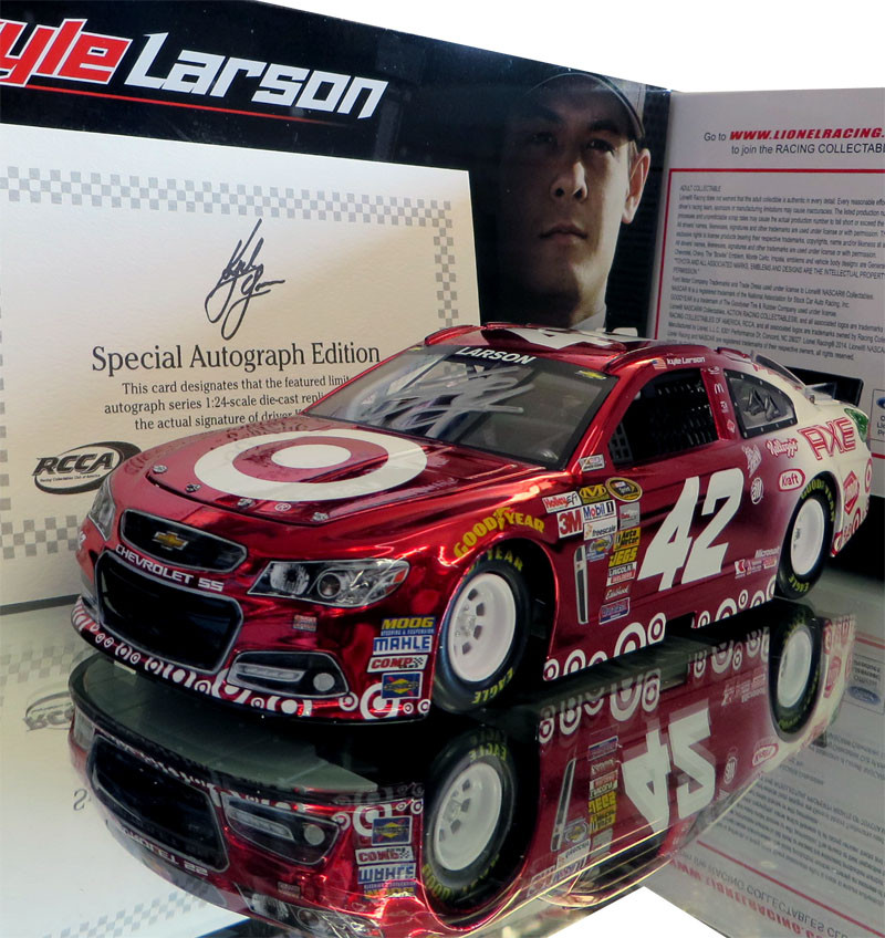 AUTOGRAPHED KYLE LARSON 2014 TARGET COLOR CHROME 1/24 ACTION (ONLY 48 MADE)