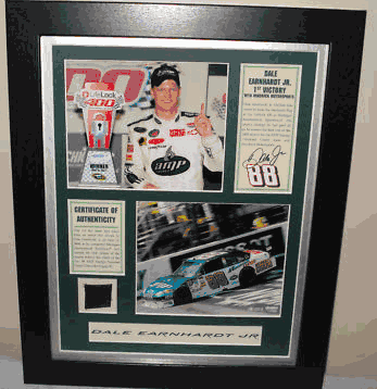 DALE EARNHARDT JR MICHIGAN WIN PLAQUE W/ TIRE PIECE