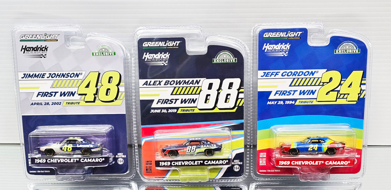 HENDRICK MOTORSPORTS FIRST WIN TRIBUTES 3-CAR COMBO 1/64 GREENLIGHT DIECAST