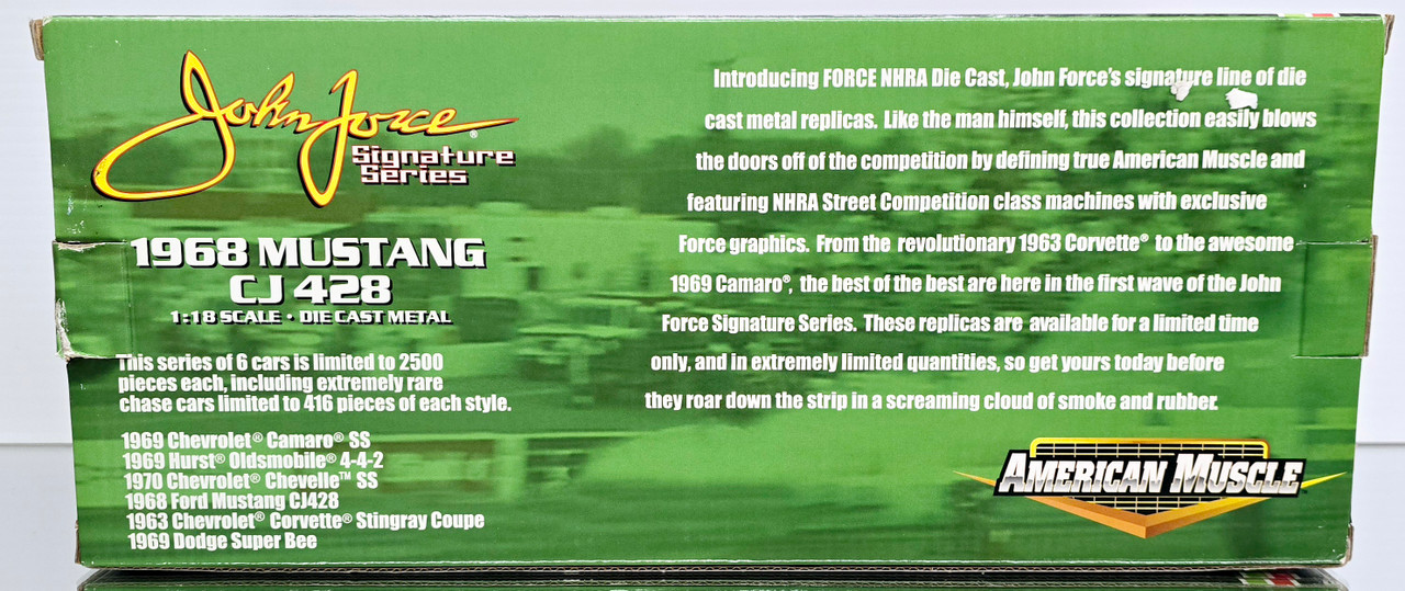 JOHN FORCE 1968 MUSTANG CJ 428 SIGNATURE SERIES 1/18 AMERICAN MUSCLE ...