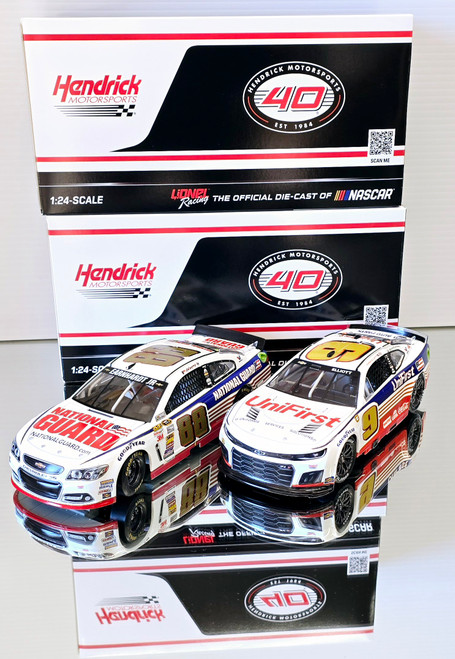 DALE JR & CHASE ELLIOTT 2-CAR SET NATIONAL GUARD & UNIFIRST 1/24 ARC ...