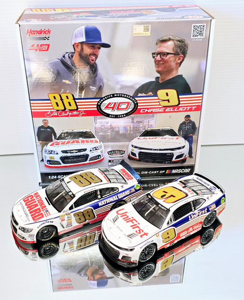 DALE JR & CHASE ELLIOTT 2-CAR SET NATIONAL GUARD & UNIFIRST 1/24 ARC ...
