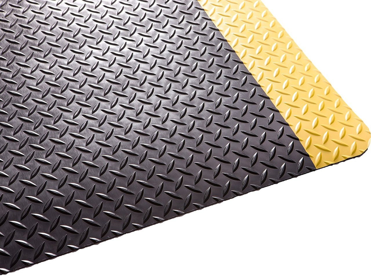 ROLLO DE TAPETE ANTIFATIGA EN VINIL DIAMANTADO CON ORILLA AMARILLA DE 0 ...