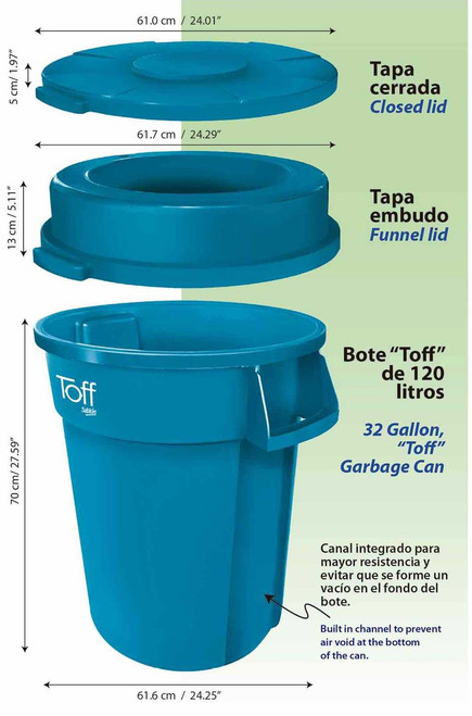 TAPA EMBUDO ROJA PARA CONTENEDOR TOFF Mod. T9274GR