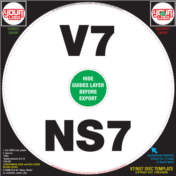 Control Disc OEM (SINGLE) V7 / NS7 / NS7ii / NS7iii - CUSTOM - 12inchSkinz