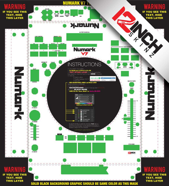 Numark V7 Skinz (SINGLE) - CUSTOM - 12inchSkinz