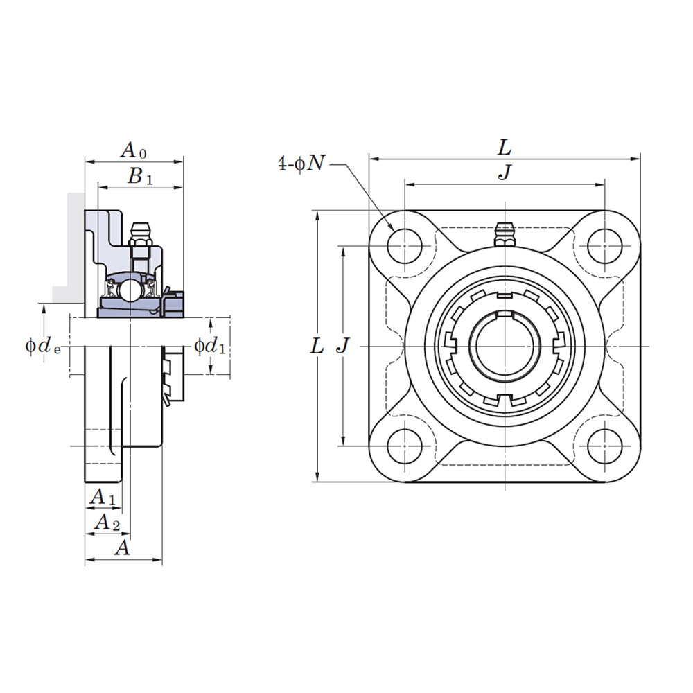 UKF218 - FYH Square Flanged Bearing Unit - Quality Bearing Online Ltd.