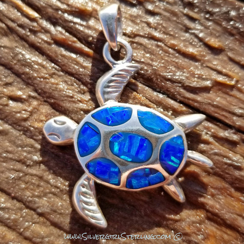 Large Opal Sea Turtle Pendant (Various Colors) - Bonita Beach Jewelry