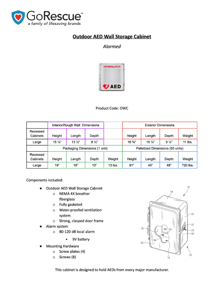 Outdoor AED Cabinet - Alarmed - StopHeartAttack.com
