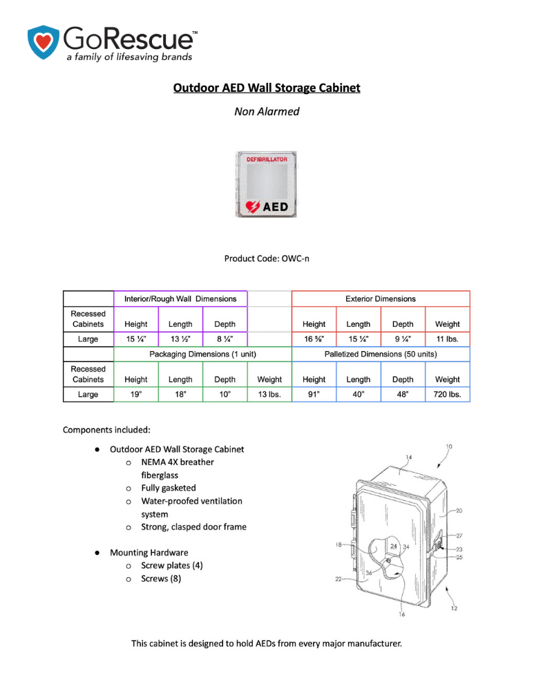 Outdoor AED Cabinet - Non Alarmed - StopHeartAttack.com