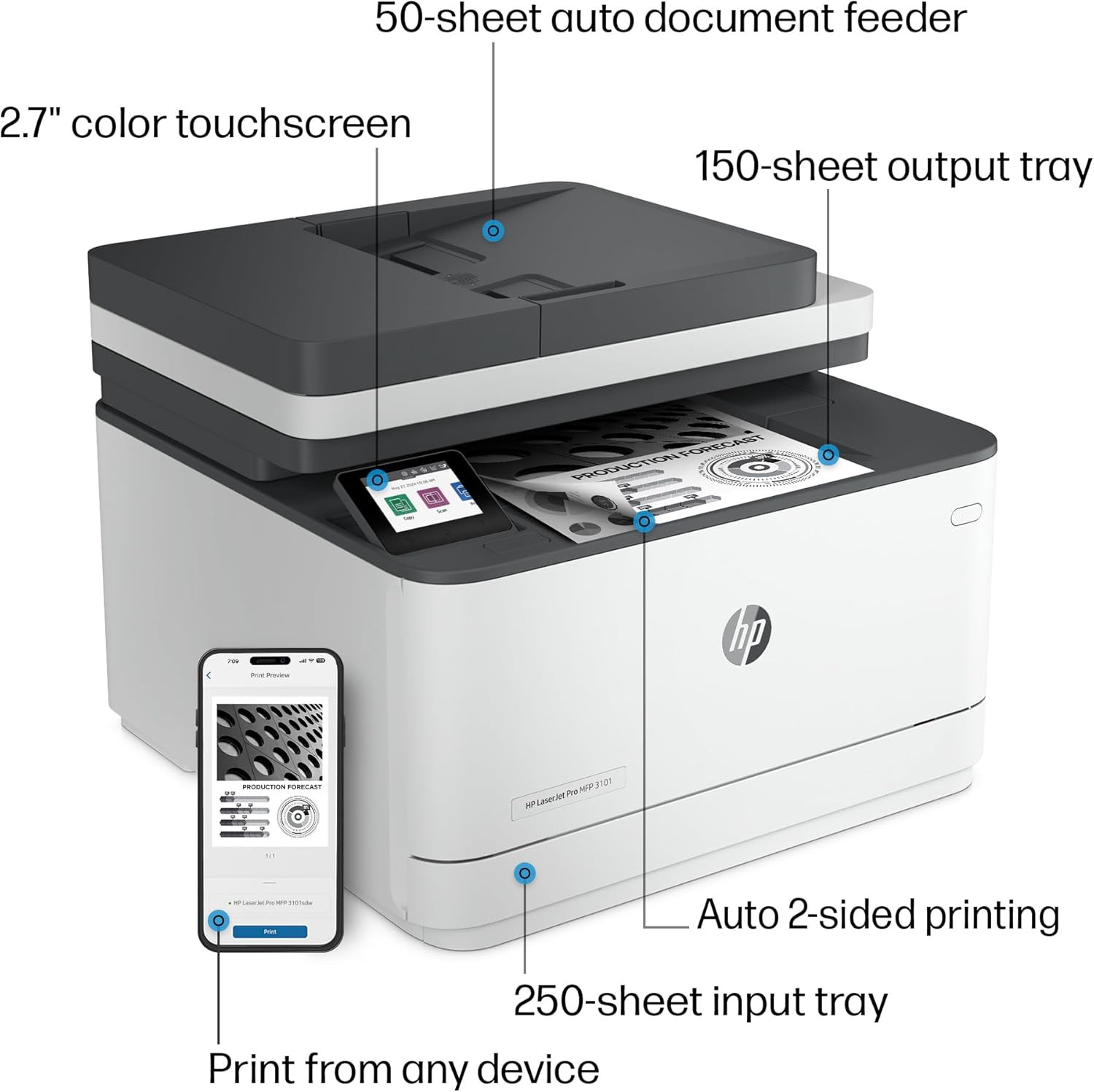 HP LaserJet Pro MFP 3101fdw Mono Multifunction Printer | MediaForm AU