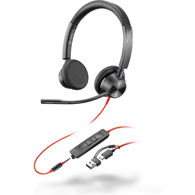 Poly Blackwire 3325 Stereo Corded Headset +3.5mm +Adapter | MediaForm AU