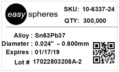 What to look for in Solder Sphere Product Labeling - EasySpheres