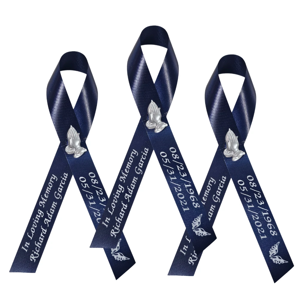 Custom Memorial Ribbon Pins | Personalized Funeral Pins