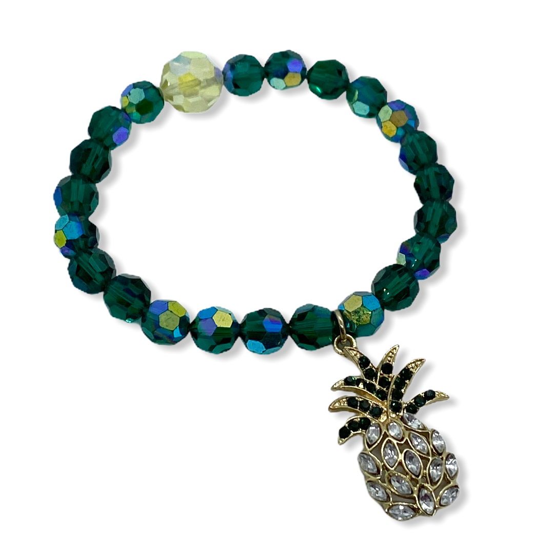 Vintage Pineapple and Crystal Stretch Bracelet - Iris Perry Designs