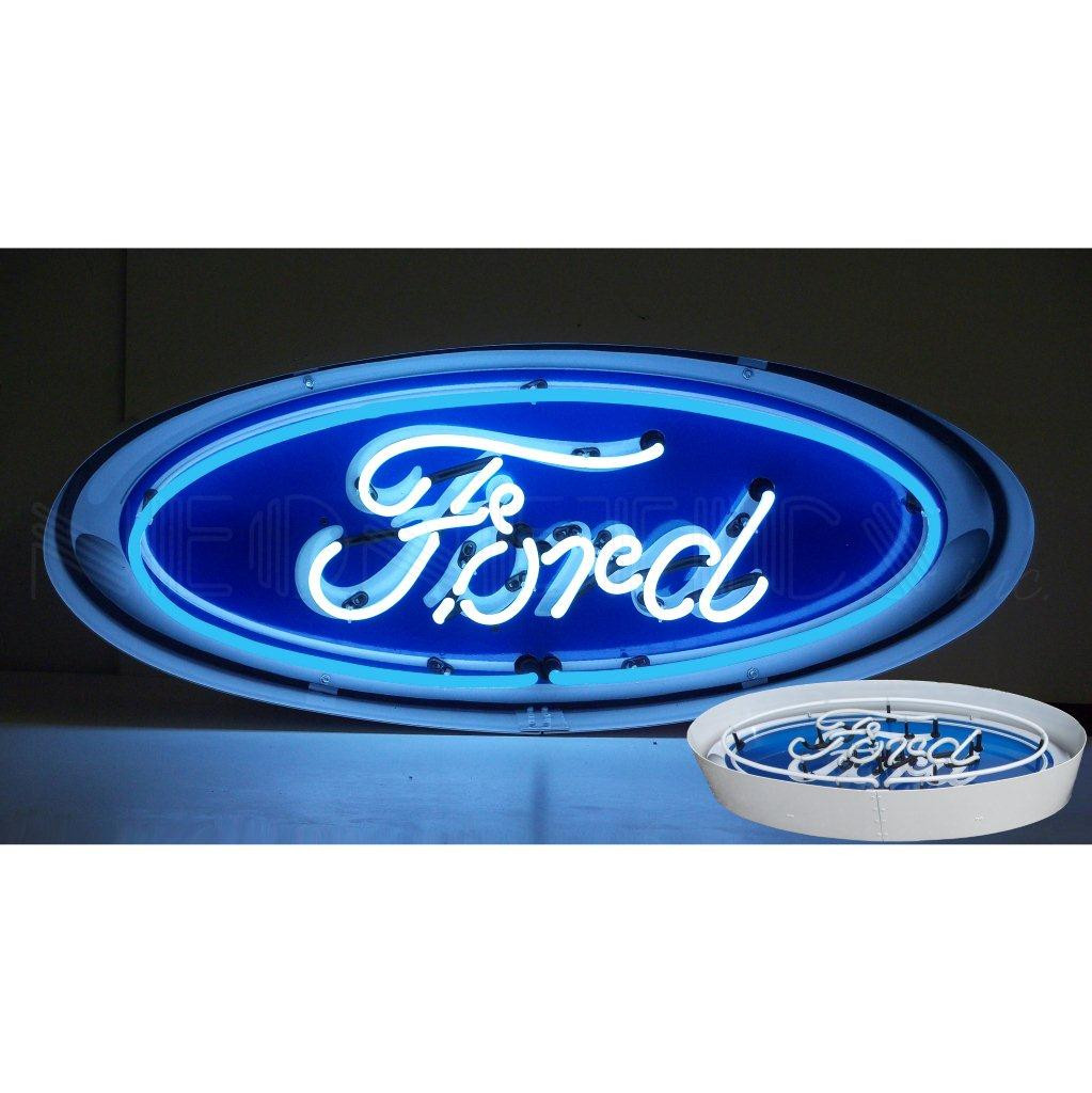 FORD OVAL NEON SIGN IN METAL CAN - Neon4Less.com