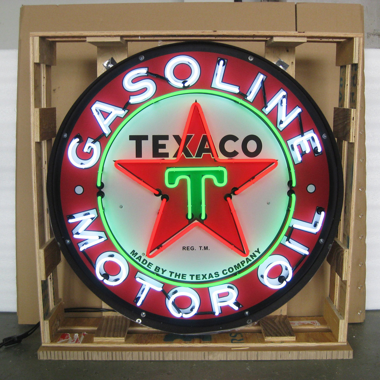 TEXACO MOTOR OIL 36 INCH NEON SIGN IN METAL CAN