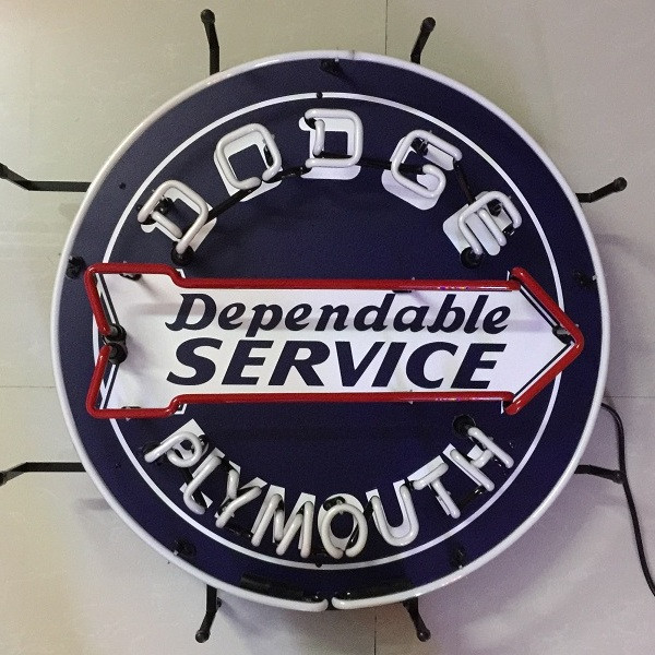DODGE SERVICE NEON SIGN WITH BACKING