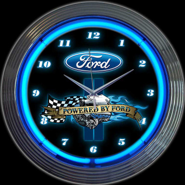 POWERED BY FORD NEON CLOCK - Neon4Less.com
