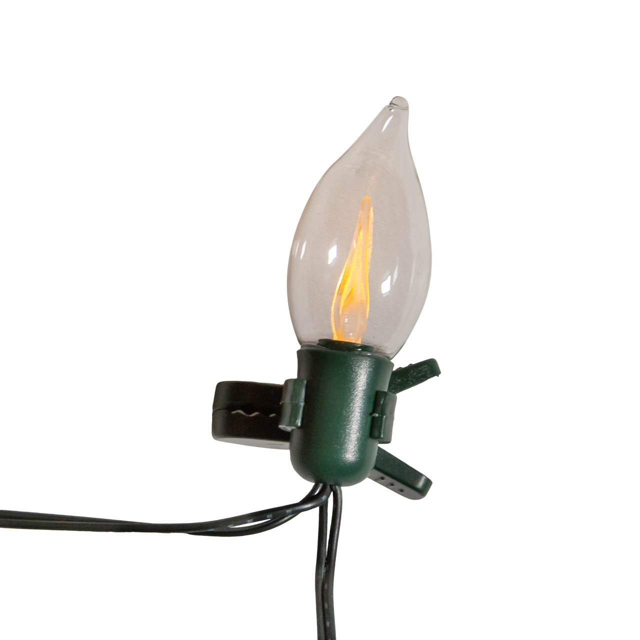 10.5' Battery-Operated 7-Light Flicker Flame LED Light Set With Clips ...
