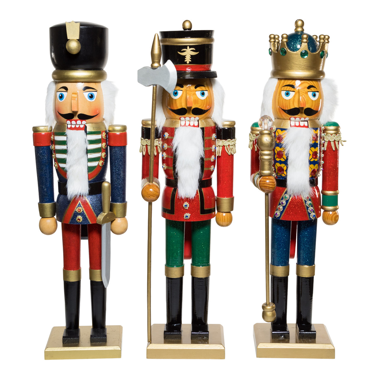 20“ King and Soldier Nutcrackers, 3 Assorted