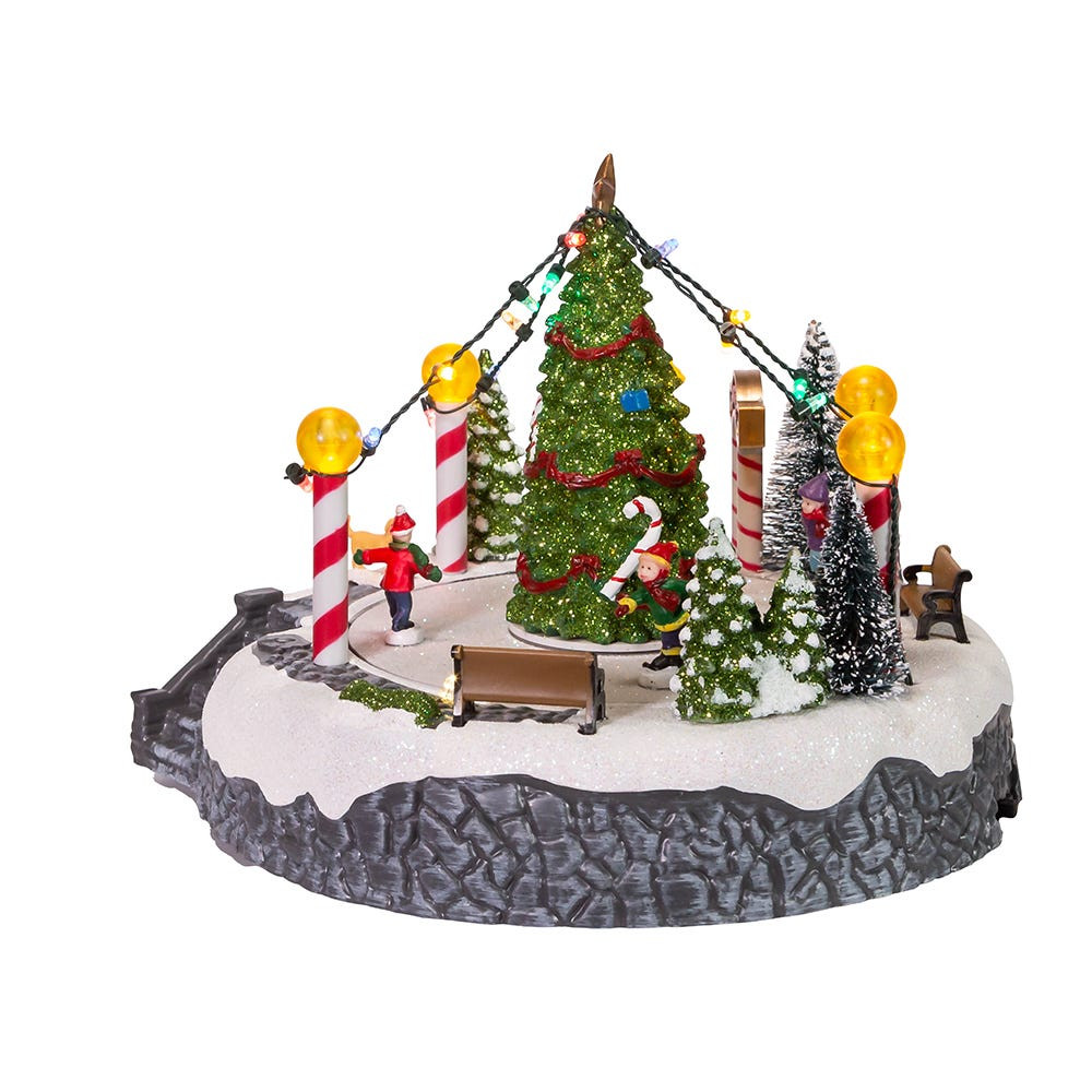 Battery Operated Musical LED Lighted Ice Rink With Trees Tabletop
