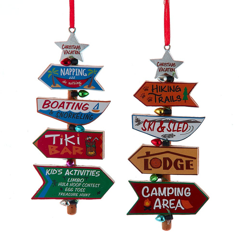 Activity Sign Ornaments, 2 Assorted - Kurt S. Adler Inc