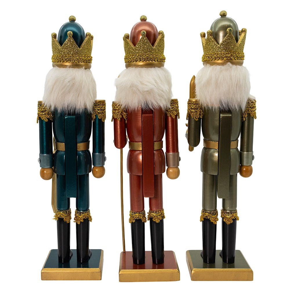 15“ Teal, Green & Desert Rose Nutcrackers, 3 Assorted