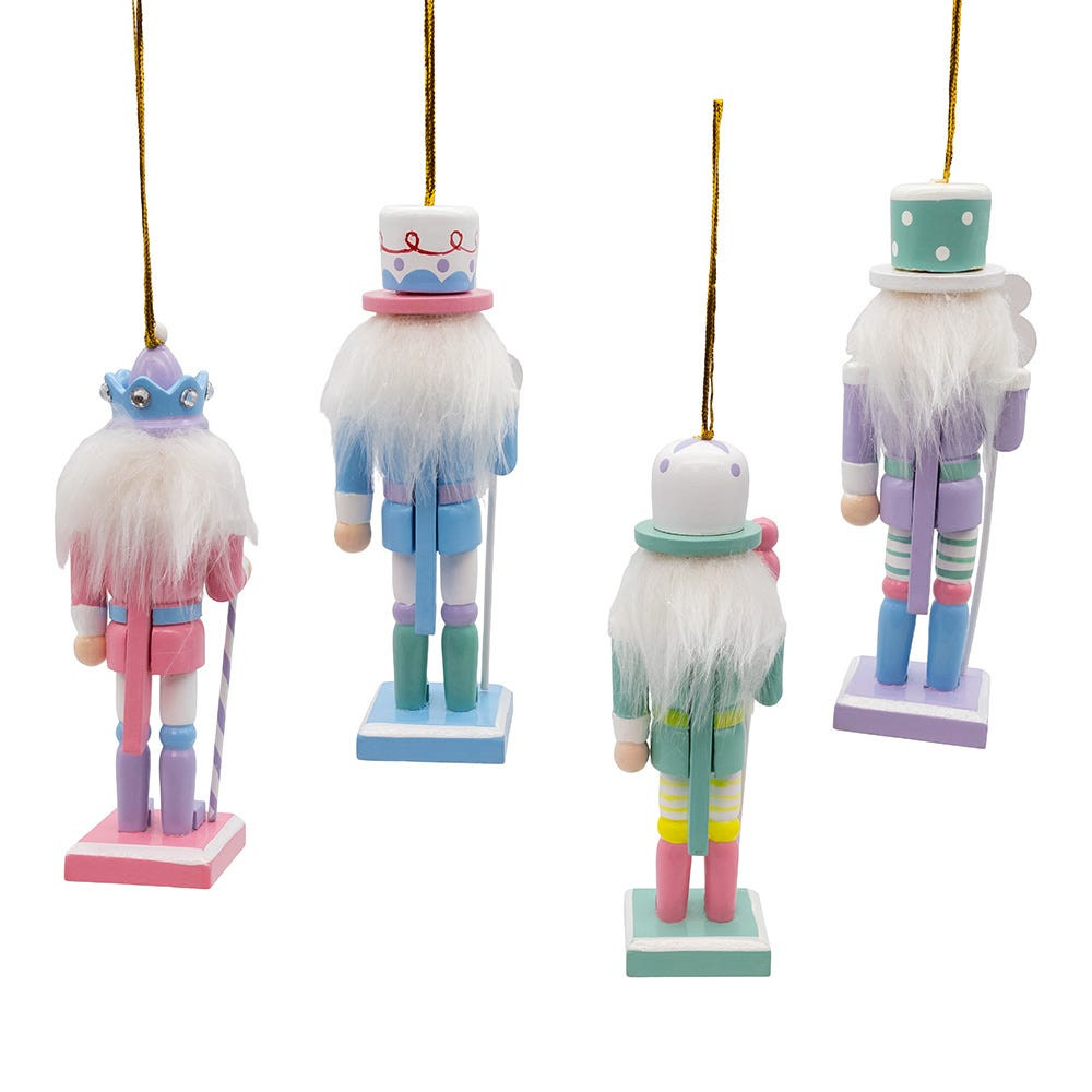 5“ Candy Colored Nutcracker Ornaments, 4-Piece Set
