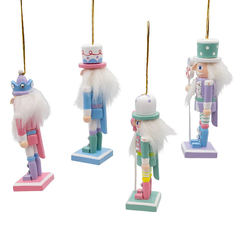 5“ Candy Colored Nutcracker Ornaments, 4-Piece Set