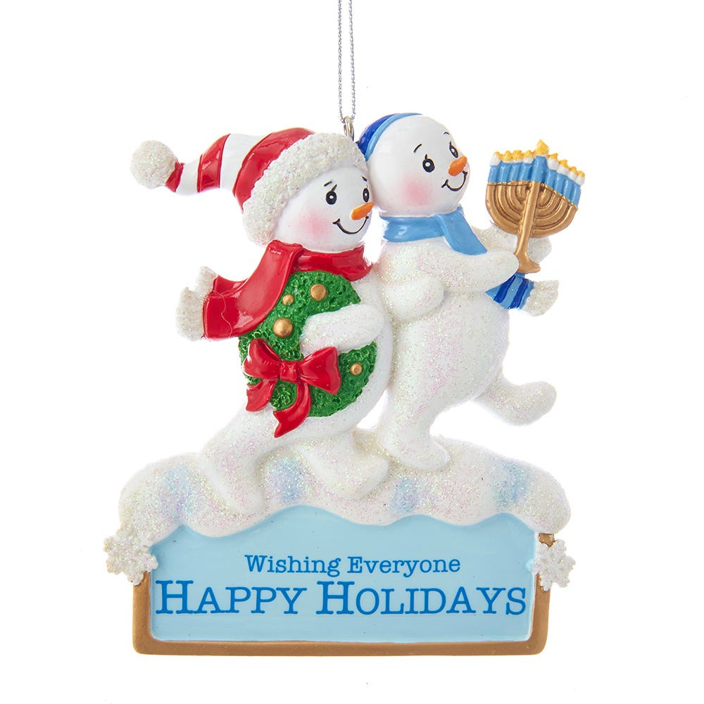 Hanukkah and Christmas Snowmen Ornament - Kurt S. Adler Inc