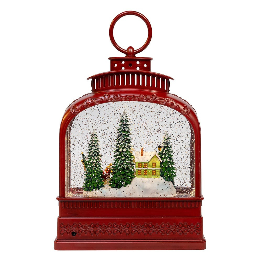 8.5" Battery Operated USB LED Lighted Santa On Sleigh Lantern With ...