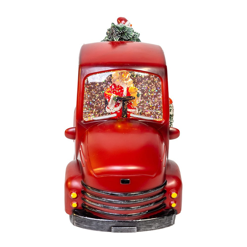 9.5" Battery Operated USB LED Lighted Santa & Christmas Tree In Truck ...