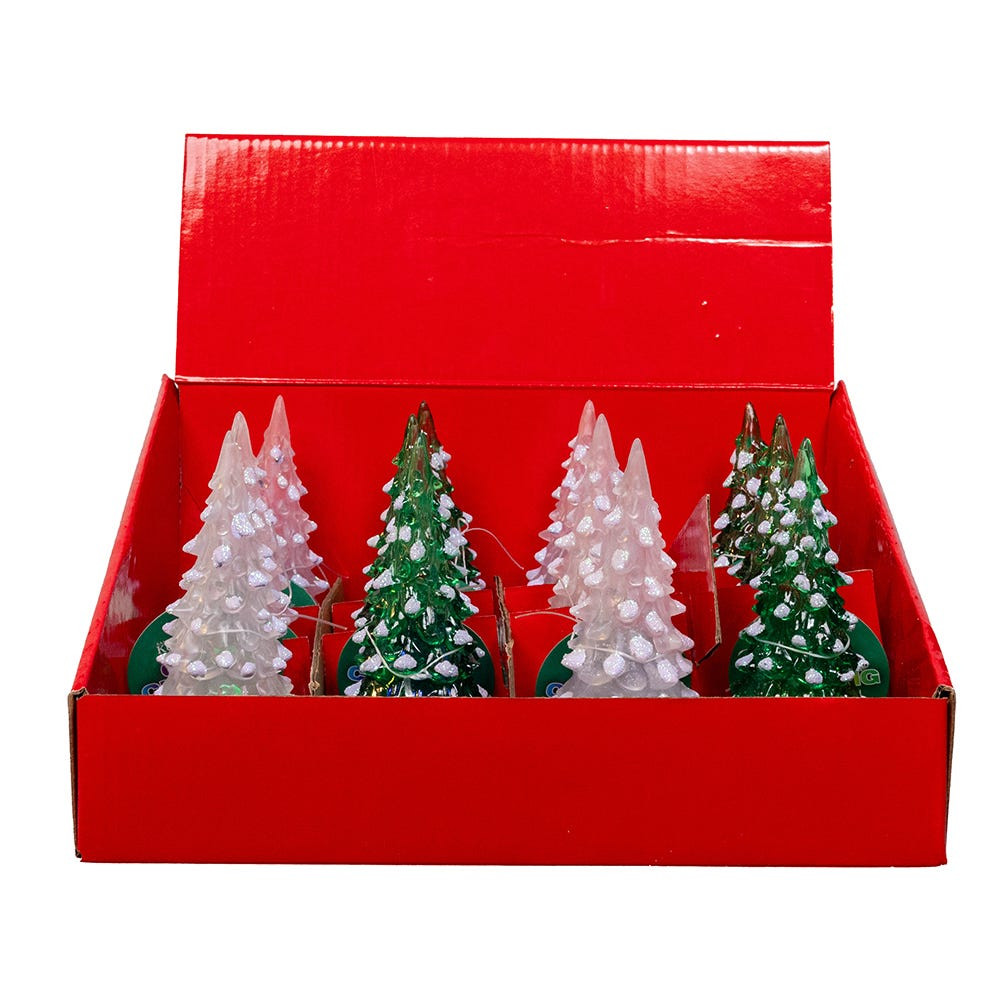 Battery-Operated RGB LED Green and White Christmas Trees, 2 Assorted ...