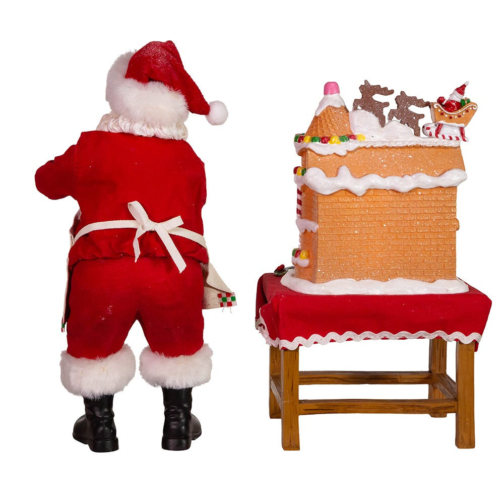 10.5" Fabriché™ Battery Operated Santa With Gingerbread Houses, 2-Piece ...