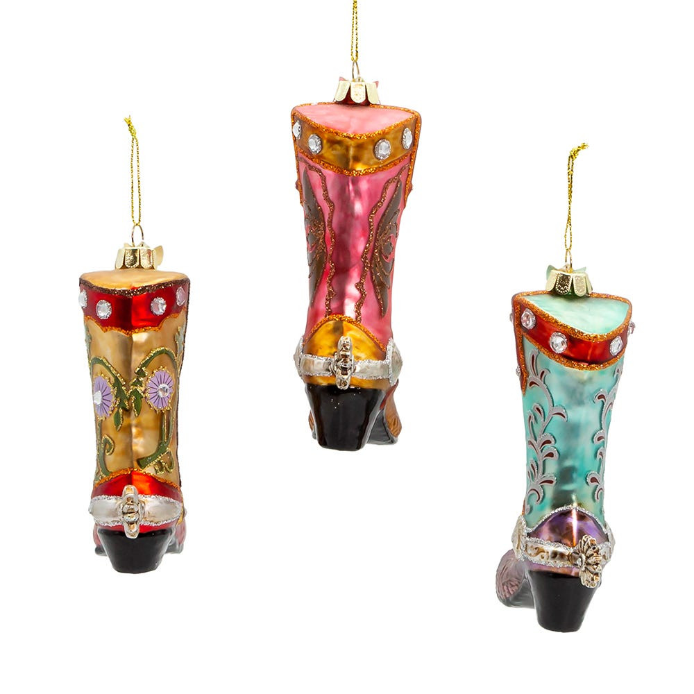 Noble Gems™ Glass Cowboy Boot Ornaments, 3 Assorted