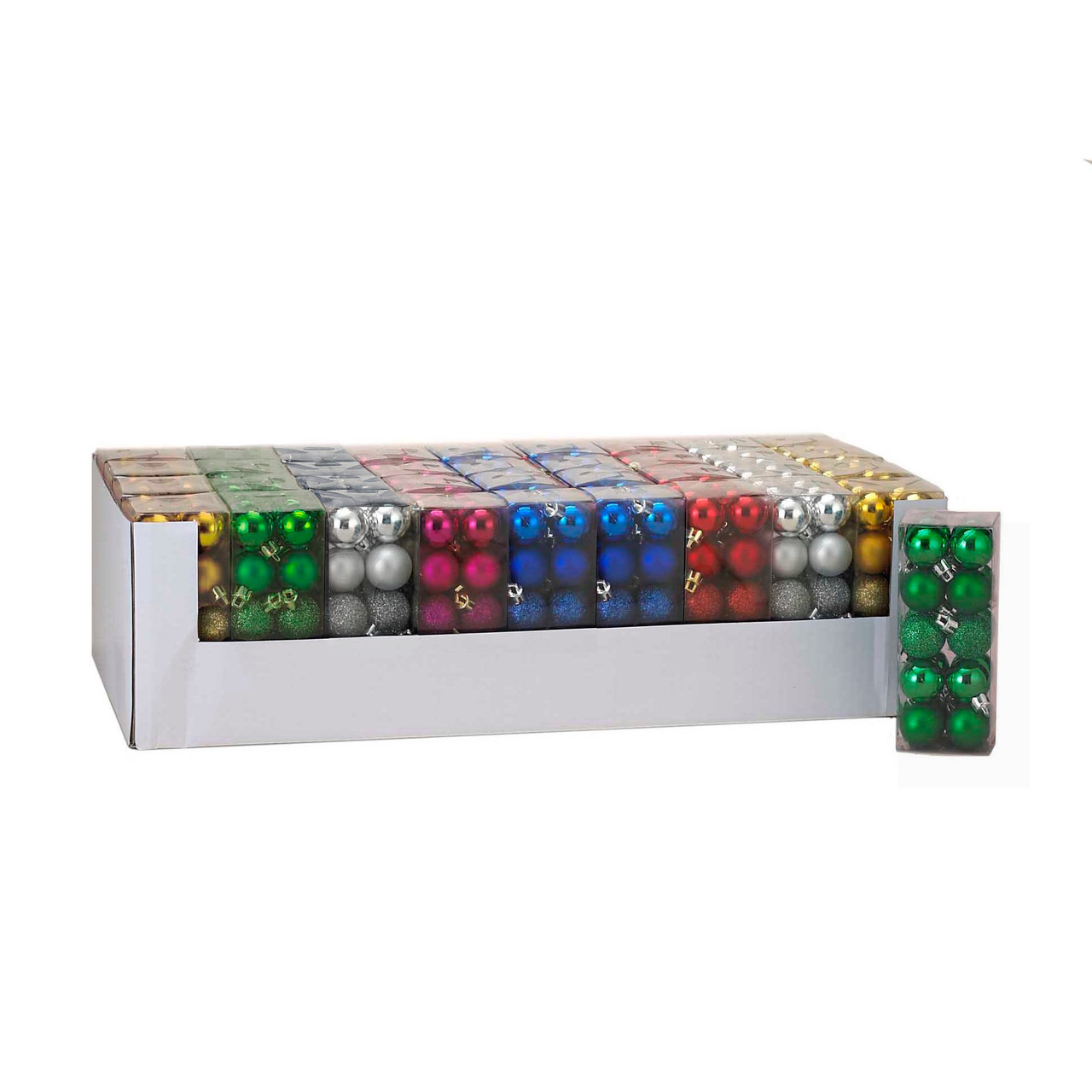 30MM Miniature Shatterproof Multicolored Ball Ornaments, 20-Piece Box