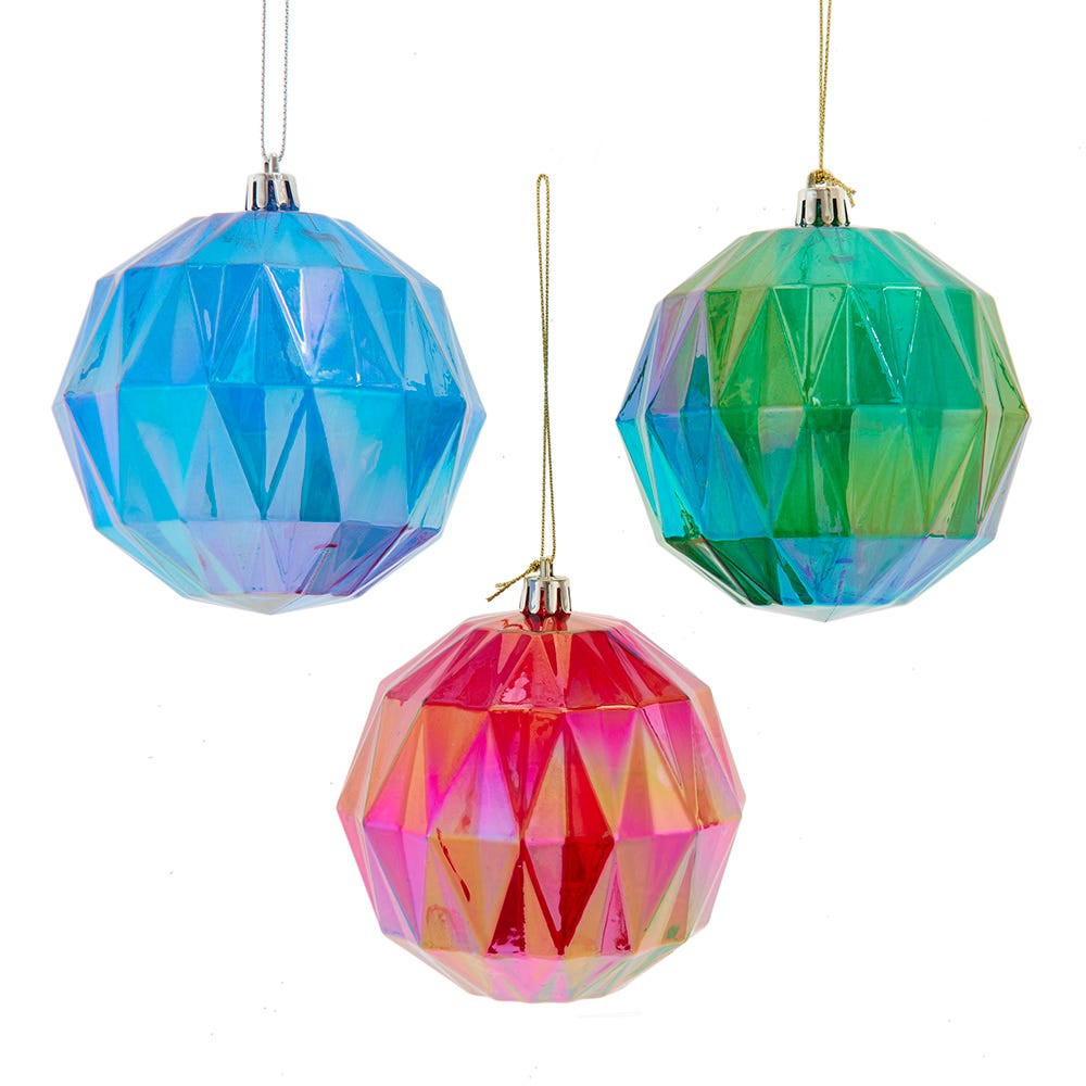 100MM Transparent Iridescent Triangle Ball Ornaments, 3 Assorted - Kurt ...