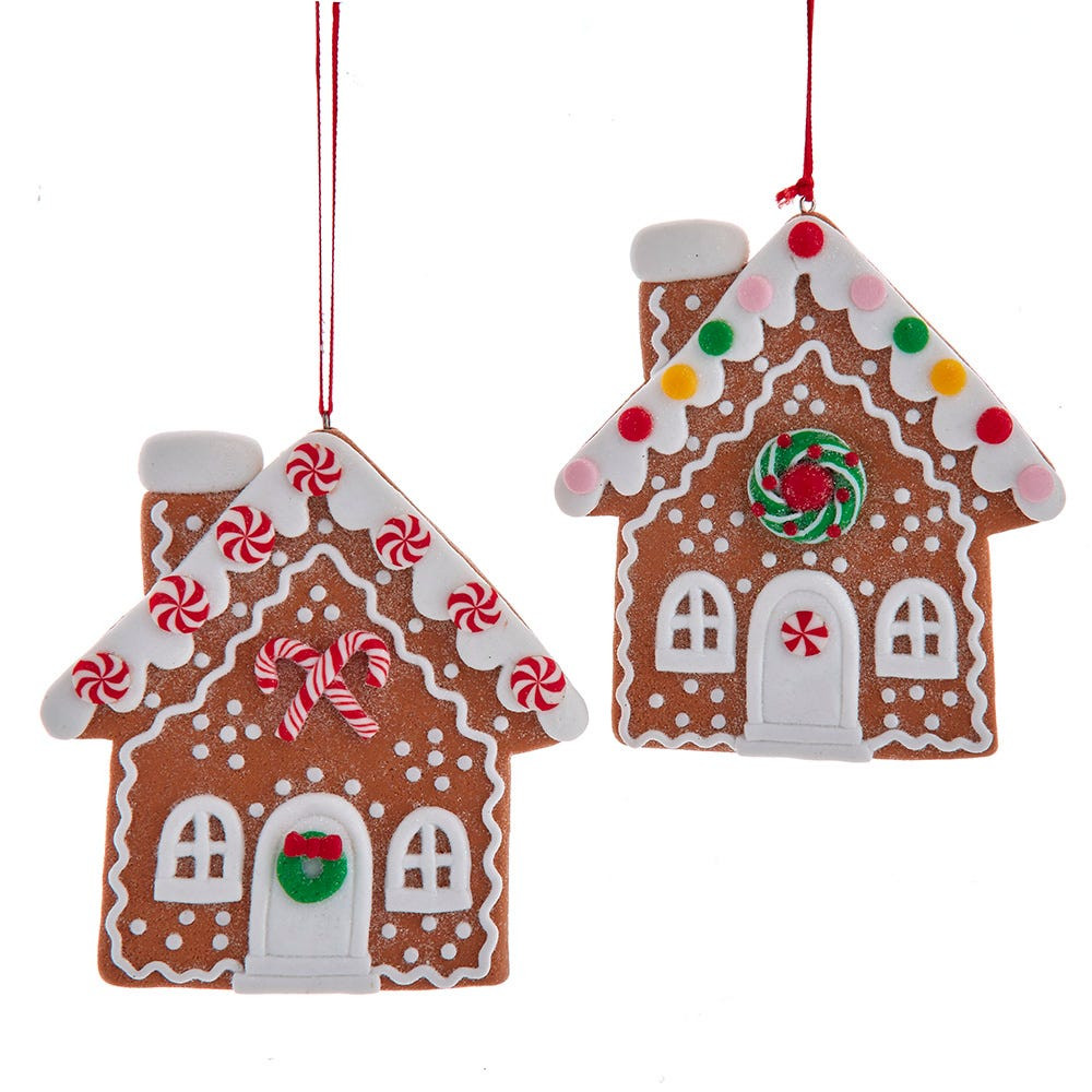Flatback Gingerbread House Ornaments, 2 Assorted